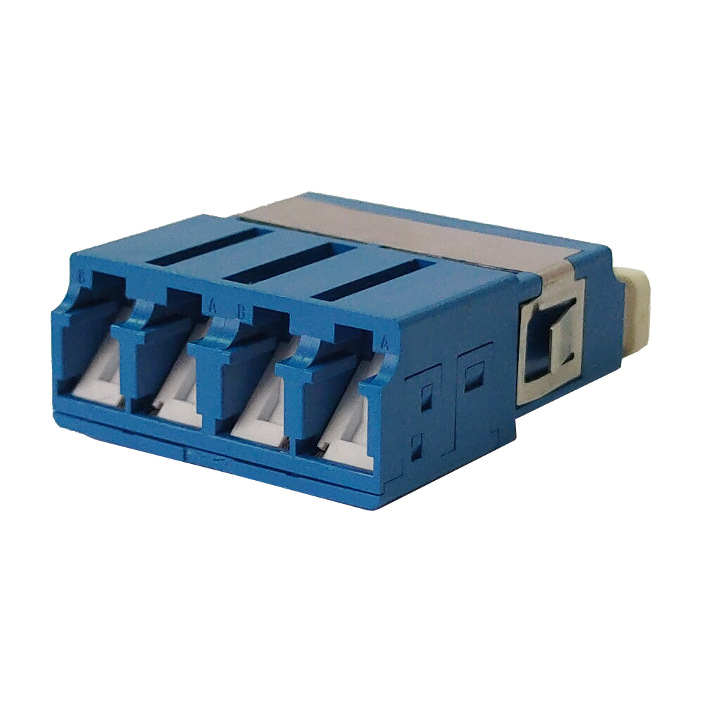 LANMASTER LC optical adapter, with shutters, duplex SC form factor, quad