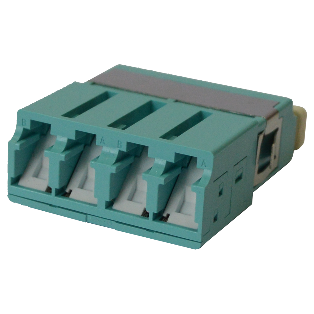 LANMASTER LC optical adapter, with shutters, duplex SC form factor, quad