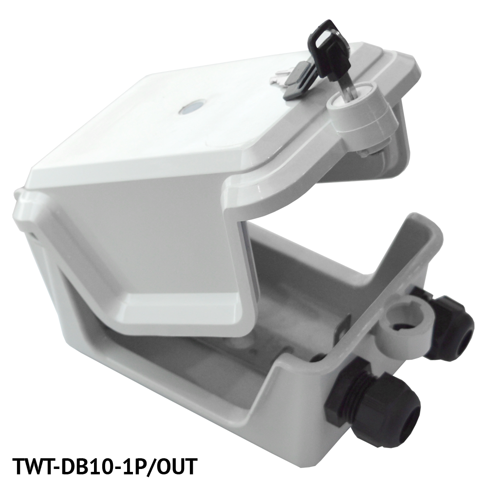 Outdoor distribution box for one connection module, 10 pairs