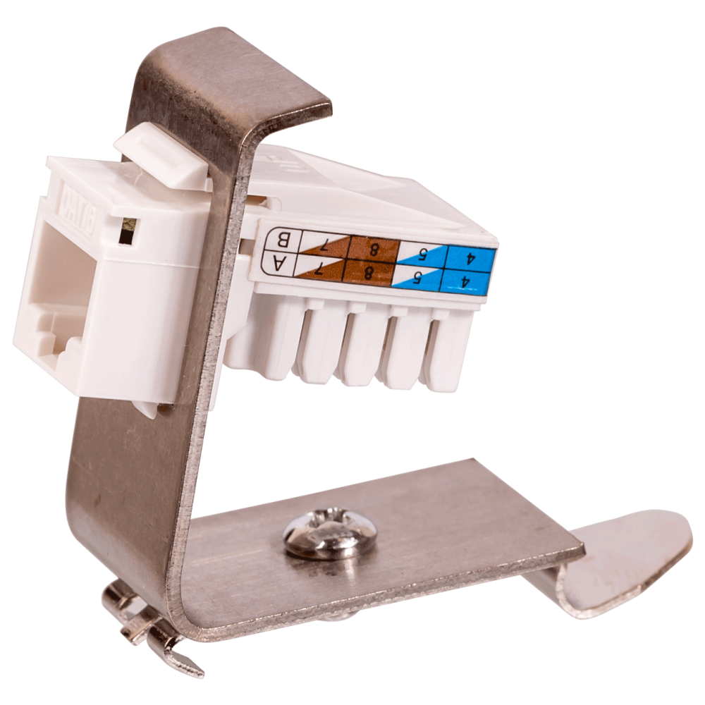 DIN-rail mounting frame for installing a Keystone module, metal