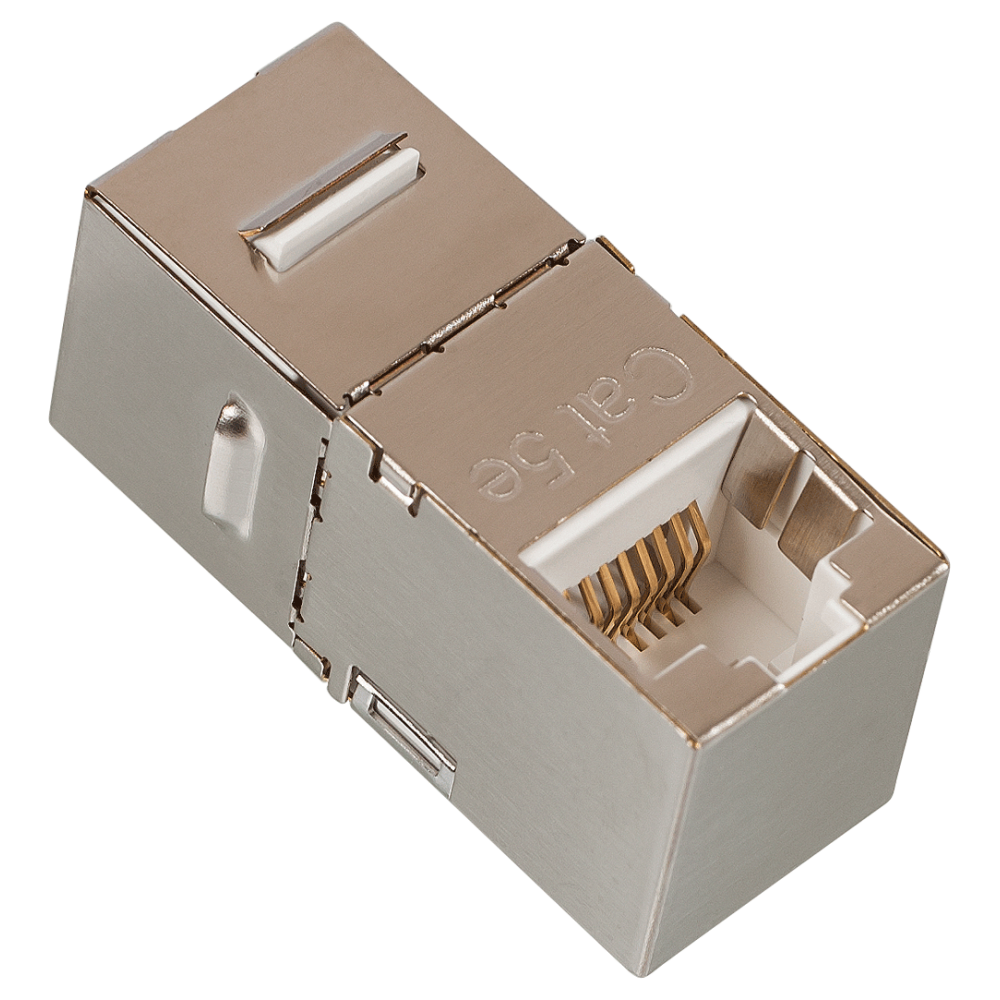 RJ-45 socket coupler, shielded, 90 degrees, category 5E, Keystone form ...