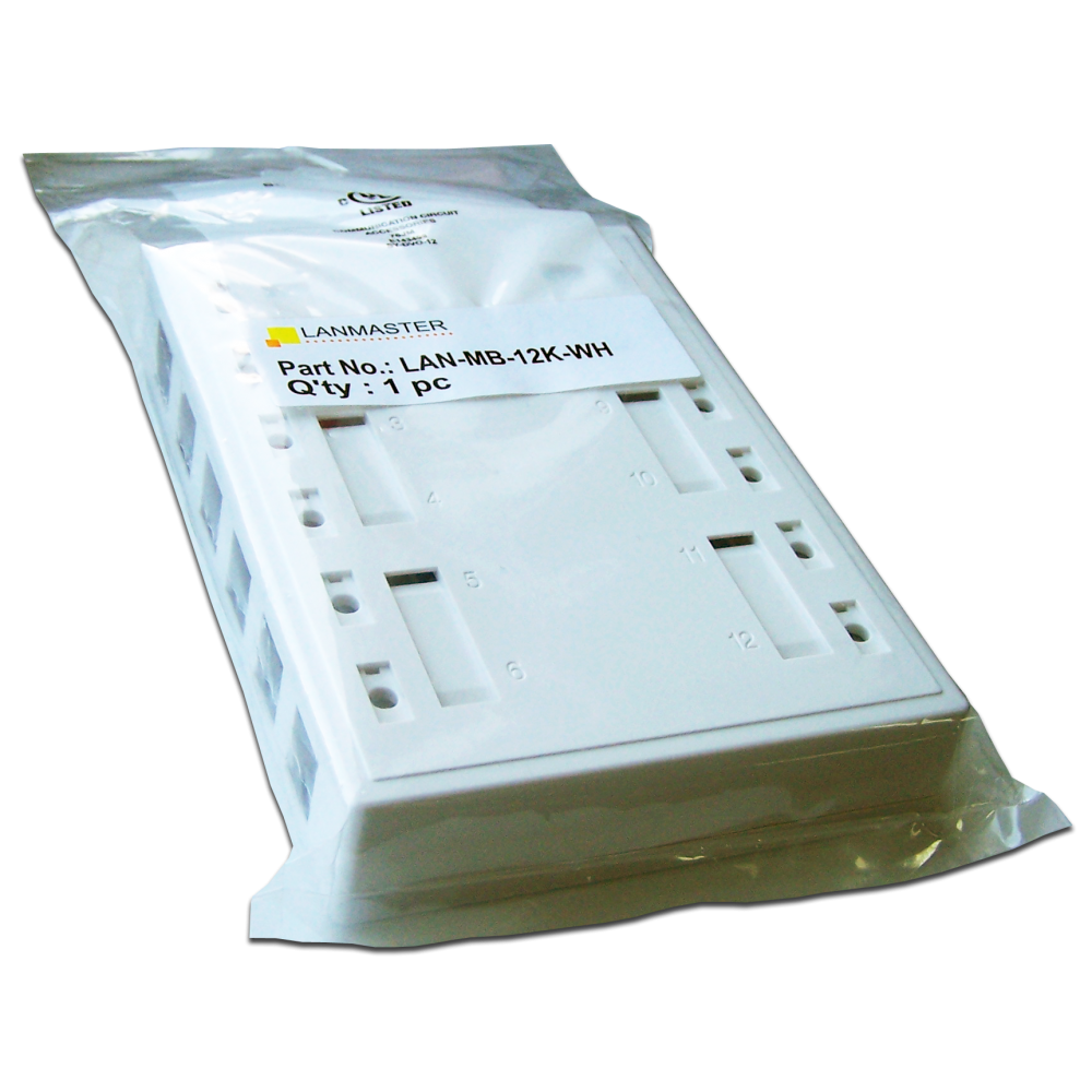 Wall mounting box for 12 Keystones, white