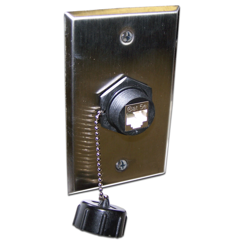 Flash mounting socket faceplate, 1 or 2 sockets, stainless steel