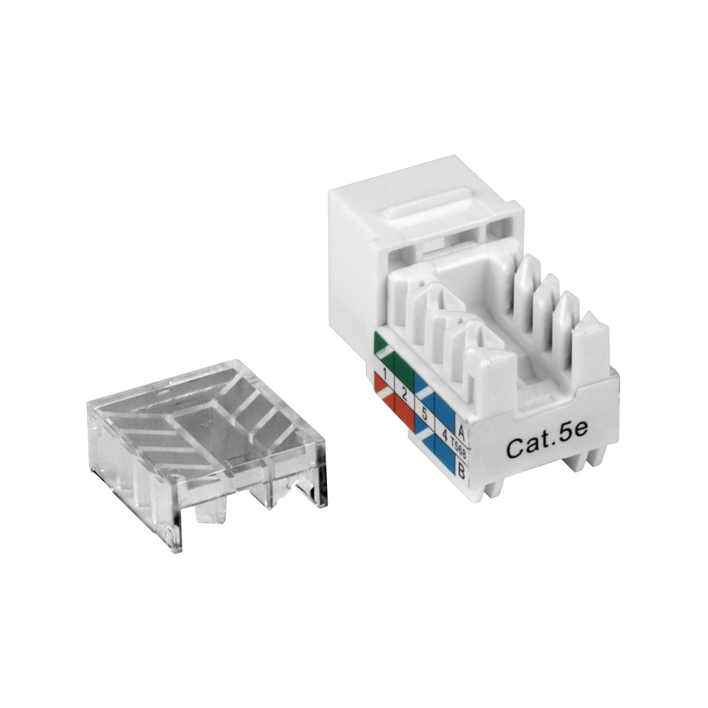 RJ45 Keystone module, category 5E, UTP, 90 degrees, white