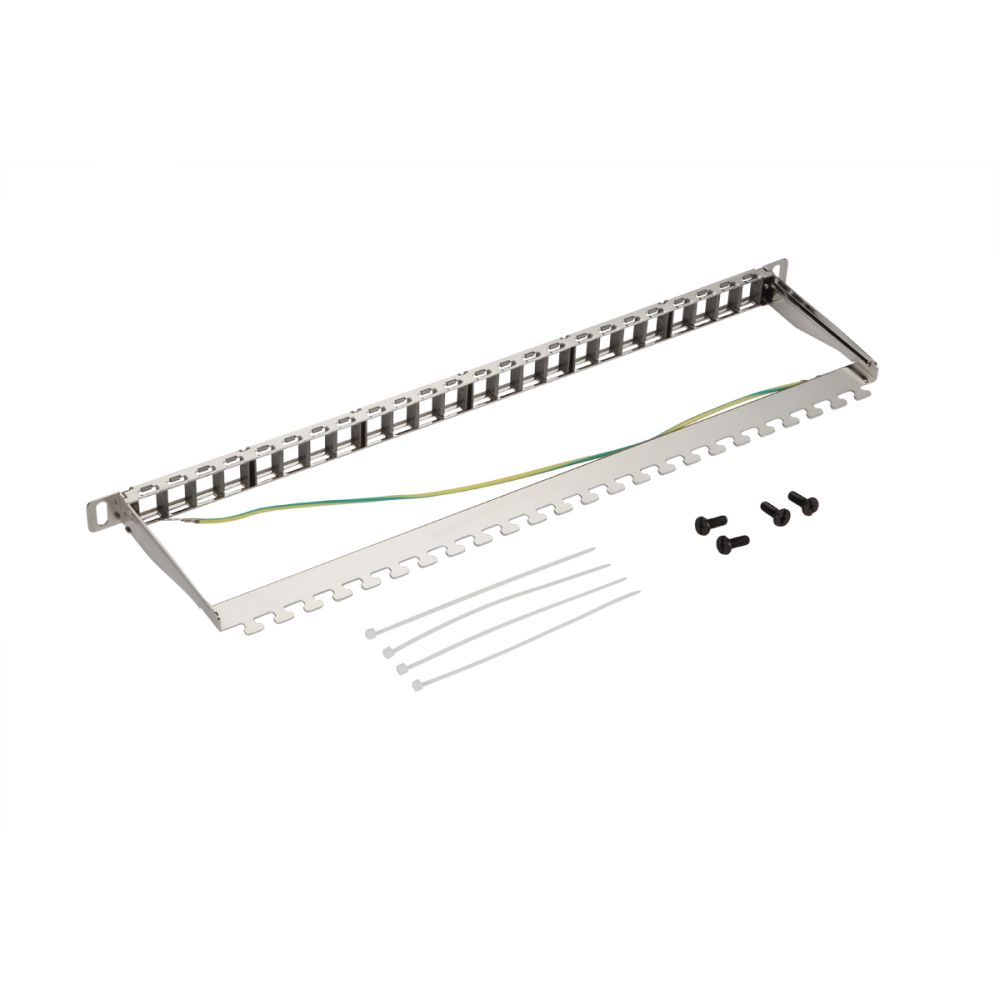 19" high density modular patch panel, shielded, 24 port, 0.5U