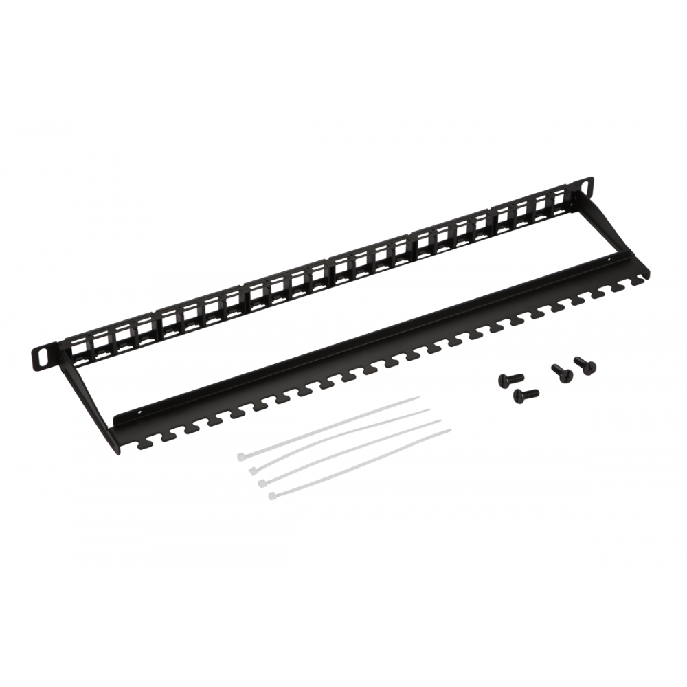 19" high density modular patch panel, unshielded, 24 port, 0.5U