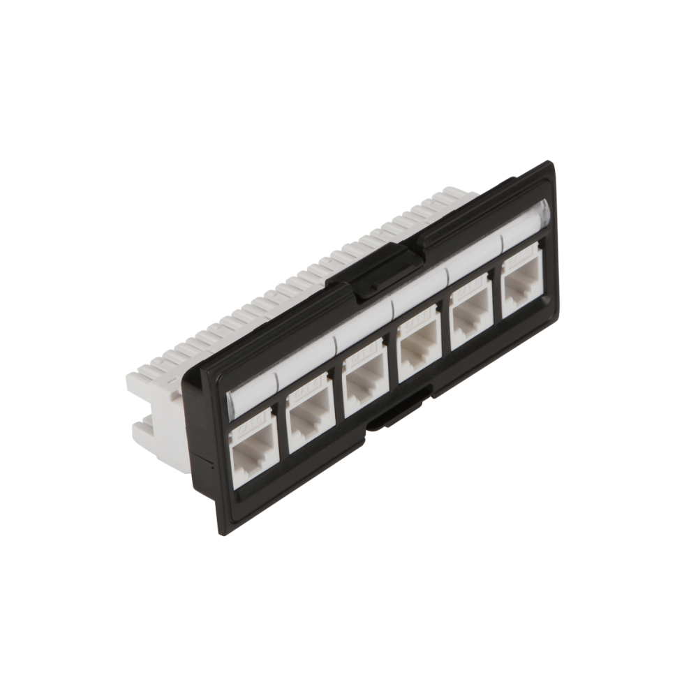 Keystone faceplate for modular panel, unshielded, 6 ports