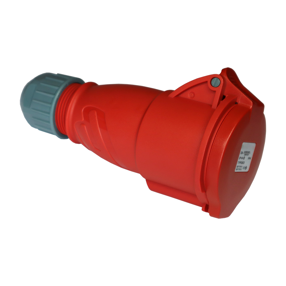 Three-phase IEC 309 socket, female, 32A, 380V, dismountable, red