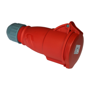 Three-phase IEC 309 socket, female, 32A, 380V, dismountable, red