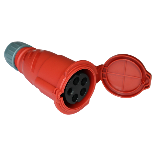 Three-phase IEC 309 socket, female, 32A, 380V, dismountable, red