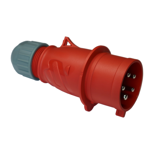 Three-phase IEC 309 plug, male, 32A, 380V, dismountable, red