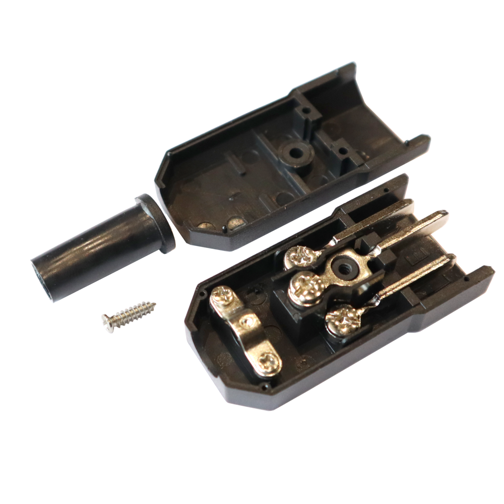 IEC 60320 C14 inlet, 10A, 250V, dismountable, black