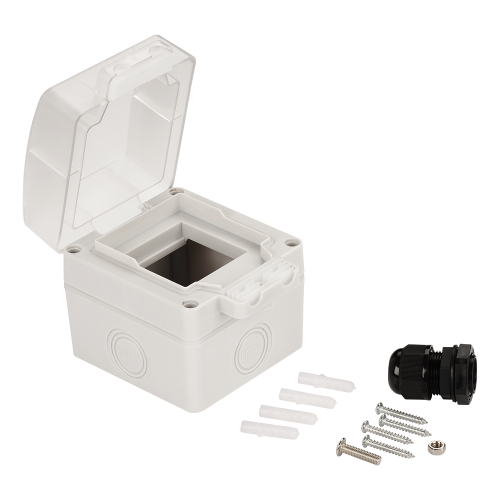 Industrial wall mounting outlet box, 2 sockets, waterproof