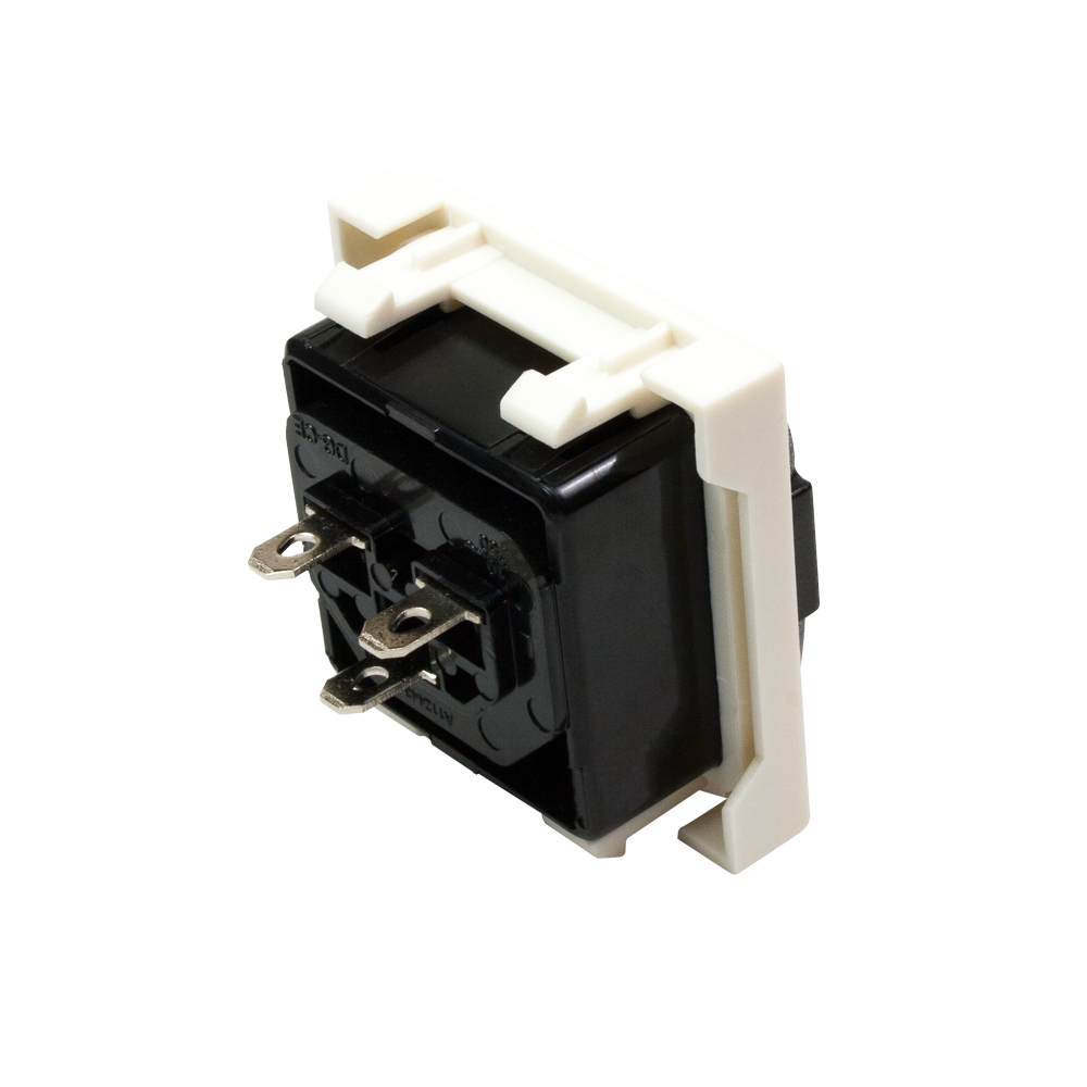 IEC 60320 C13 socket with locking, 10A, 250V, Mosaic typesize, 45x45 mm