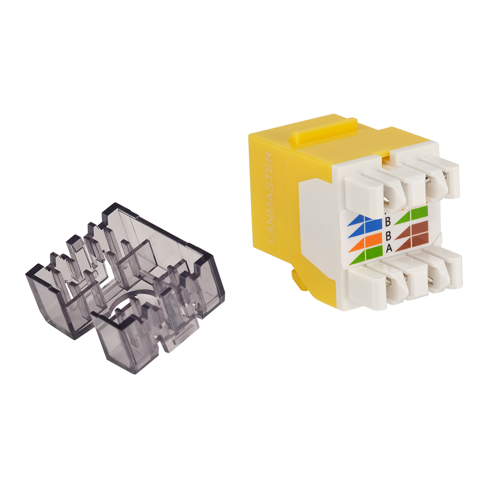 Keystone module, RJ45, category 5E, UTP, 180 degrees, with built-in shutter
