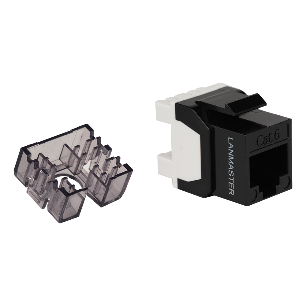 Keystone module, RJ45, category 5E, UTP, 180 degrees, with built-in shutter