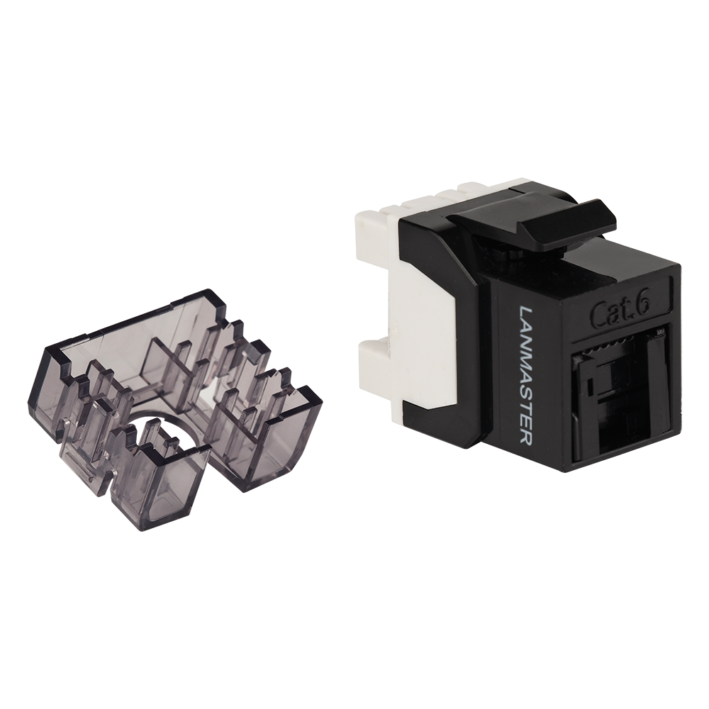 Keystone module, RJ45, category 5E, UTP, 180 degrees, with built-in shutter