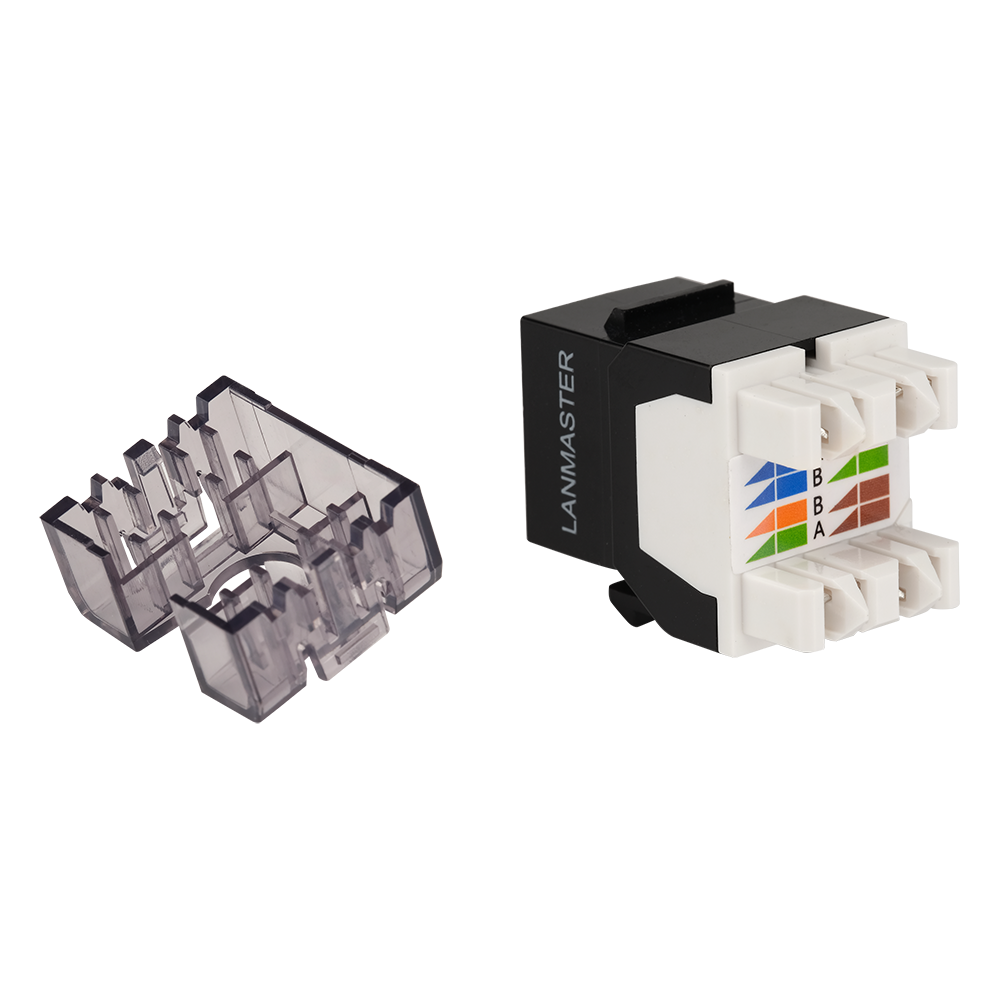 Keystone module, RJ45, category 5E, UTP, 180 degrees, with built-in shutter