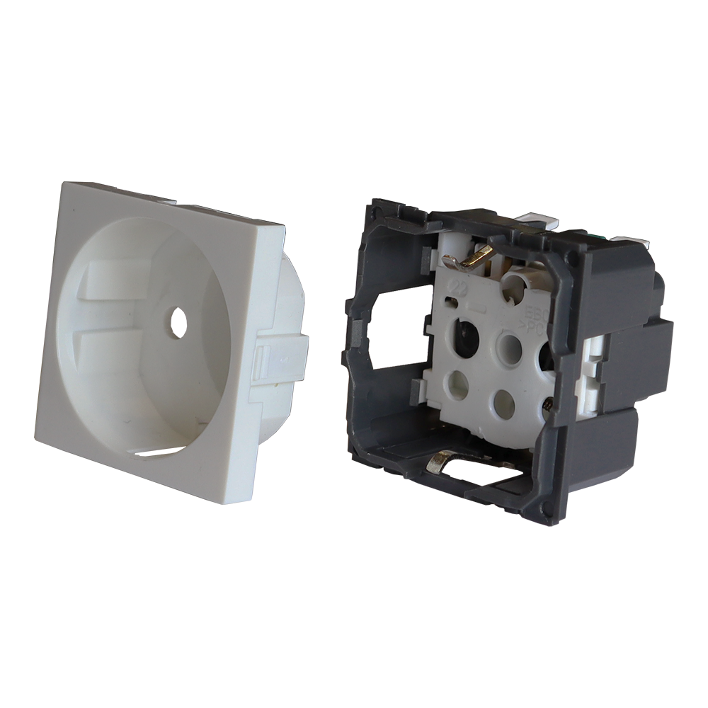 Electrical socket, 45x45 Mosaic typesize, Schuko, 2K+3, with shutters ...